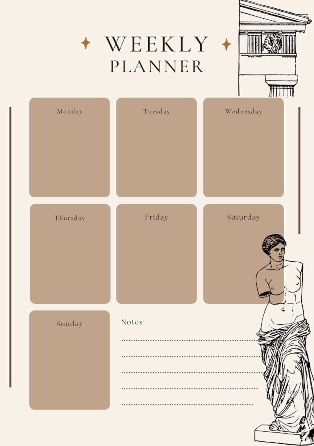 Dark Academia Aesthetic Weekly Planner Instant Download! - Etsy