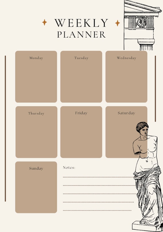 Dark Academia Aesthetic Weekly Planner Instant Download - Etsy