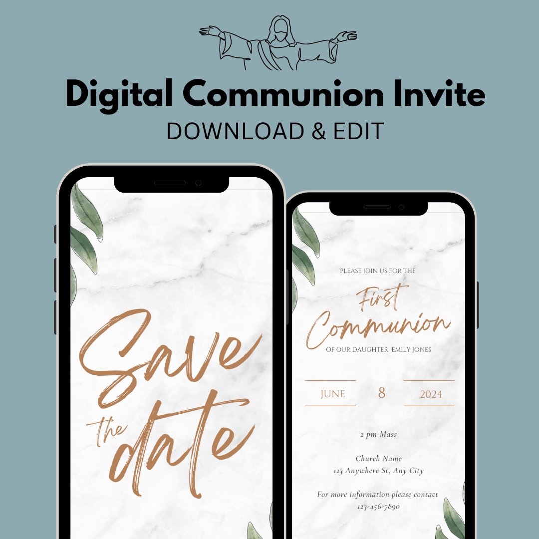 First Communion Save the Date Text: Elegant Canva Template (digital) - Etsy