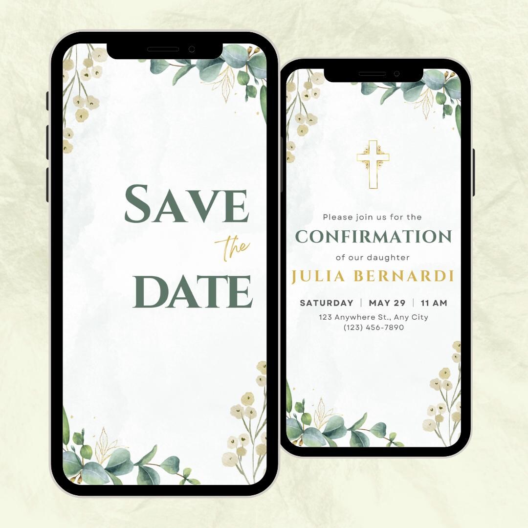 Digital Catholic Confirmation Save the Date Text Invite: Special ...