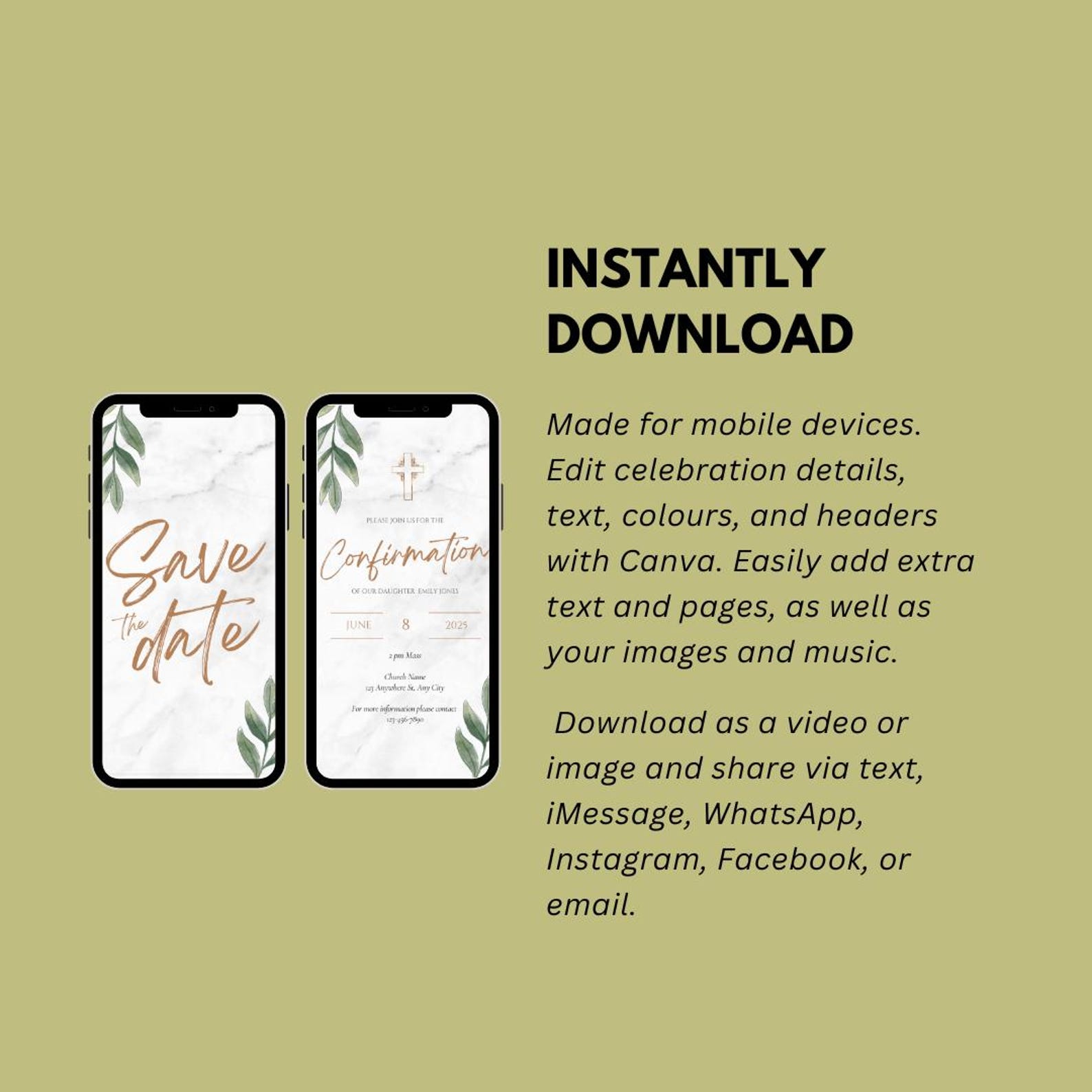 Digital Confirmation Invitation Template | Editable Canva Save the Date ...