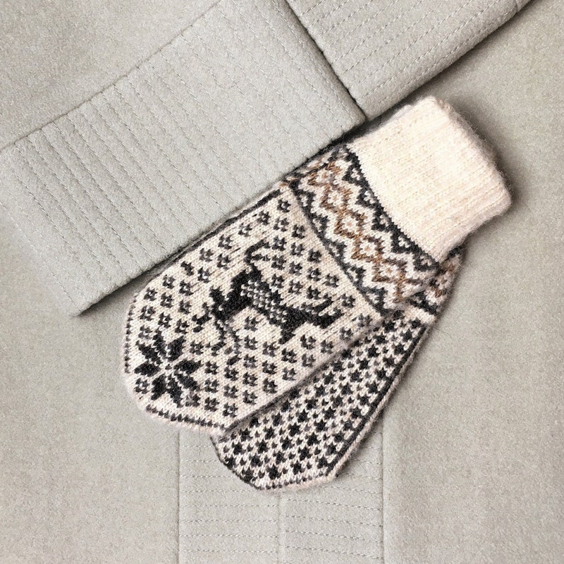 Knit Mittens Deer - Etsy