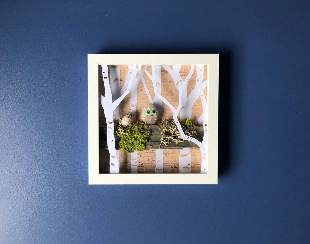 Owl Birch Tree Shadow Box - Etsy