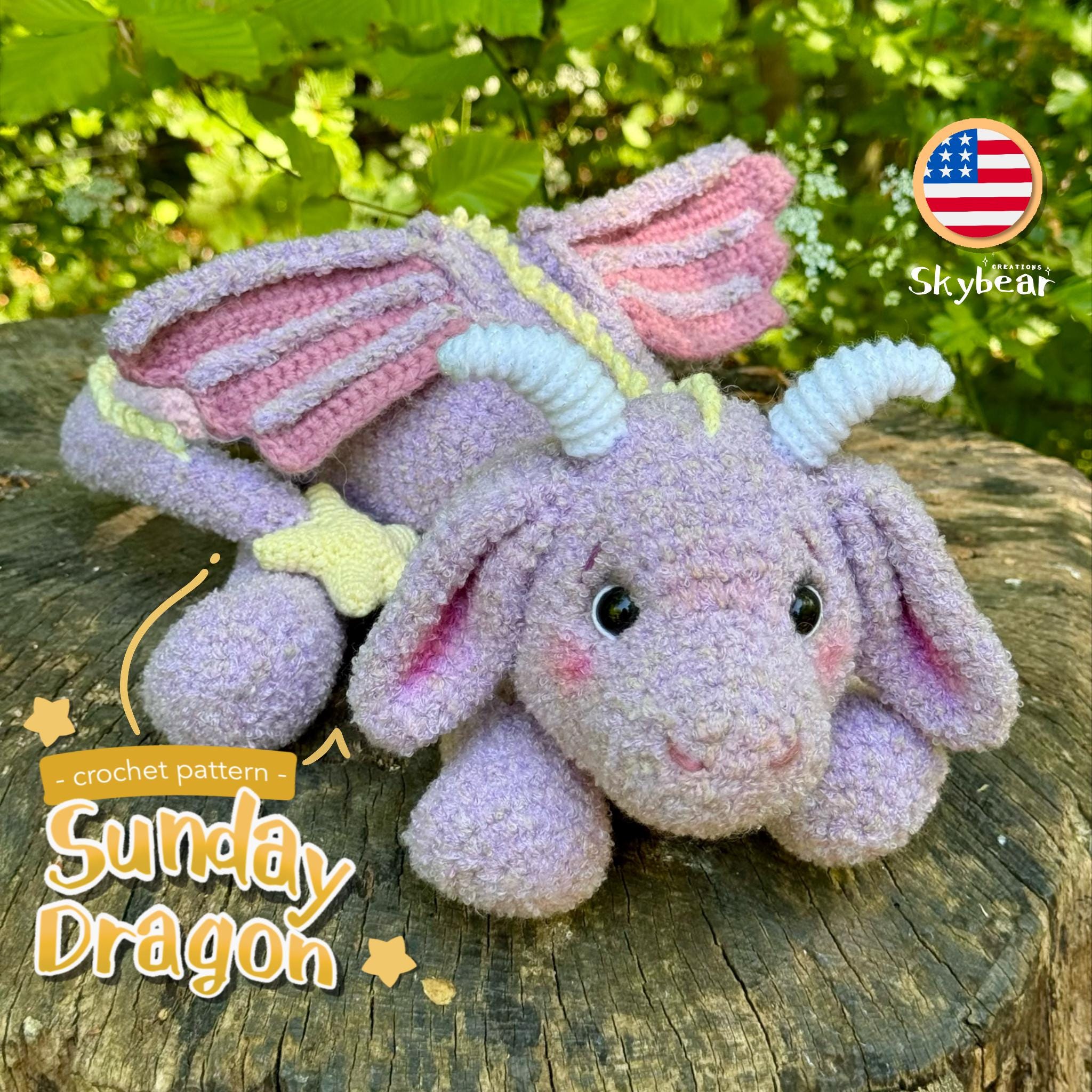 Sunday Dragon Amigurumi Pattern PDF Crochet - Etsy