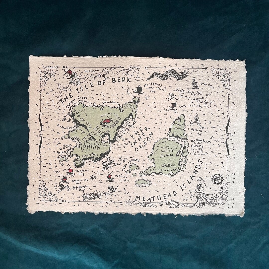 Map of Berk, Map of Berk How to Train Your Dragon Map, Reproduction on ...