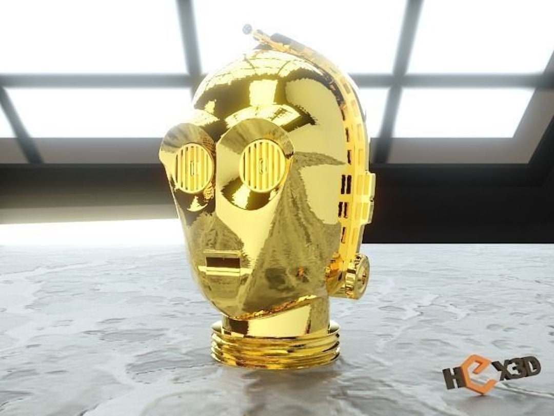 C3P0 Wearable Helmet 1:1 Scale Star Wars Cosplay 3D Printed Hex 3D ...