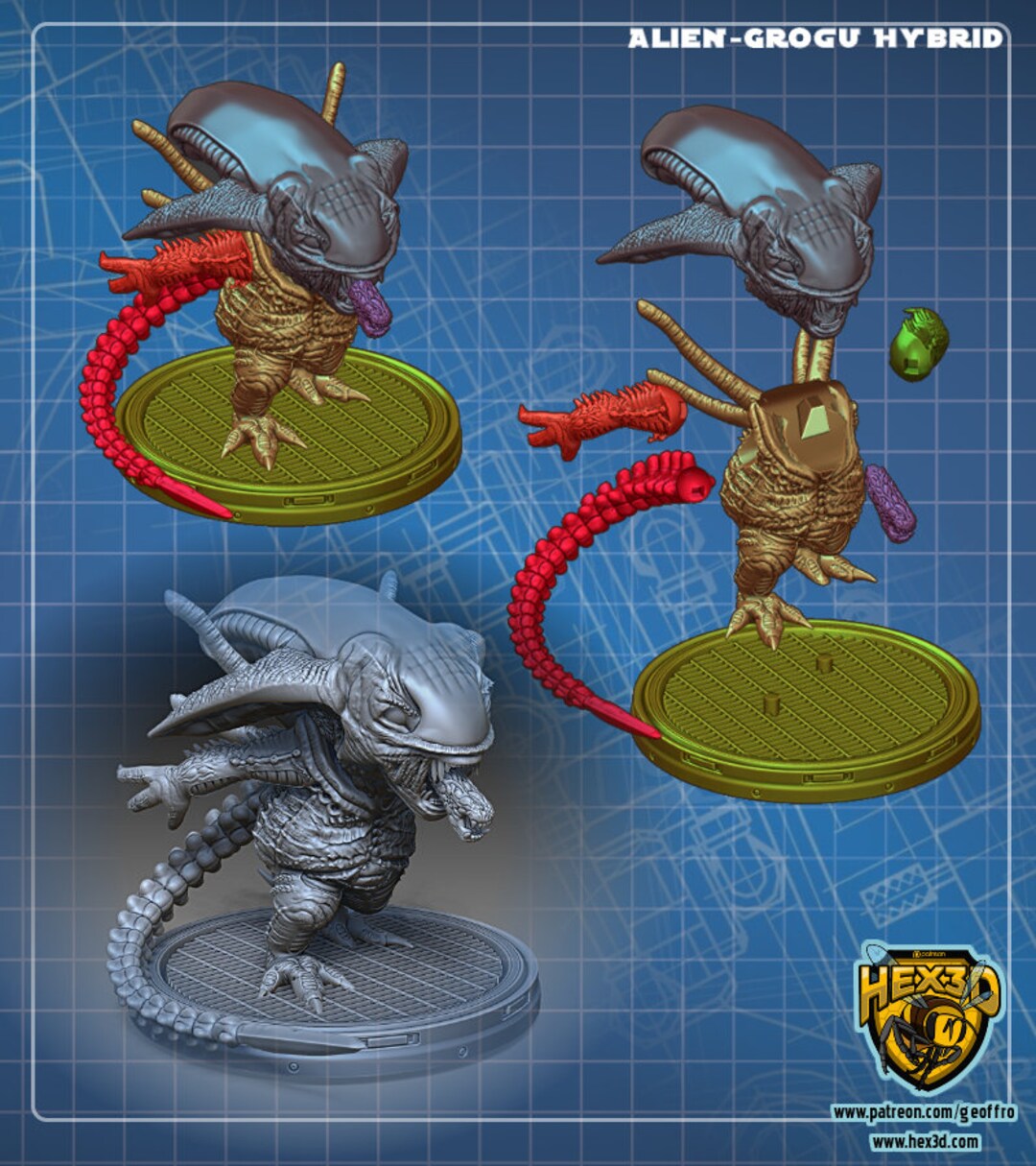 Grogu Alien Hybrid Mashup Model Hex 3D Design 3D Printed Model - Etsy