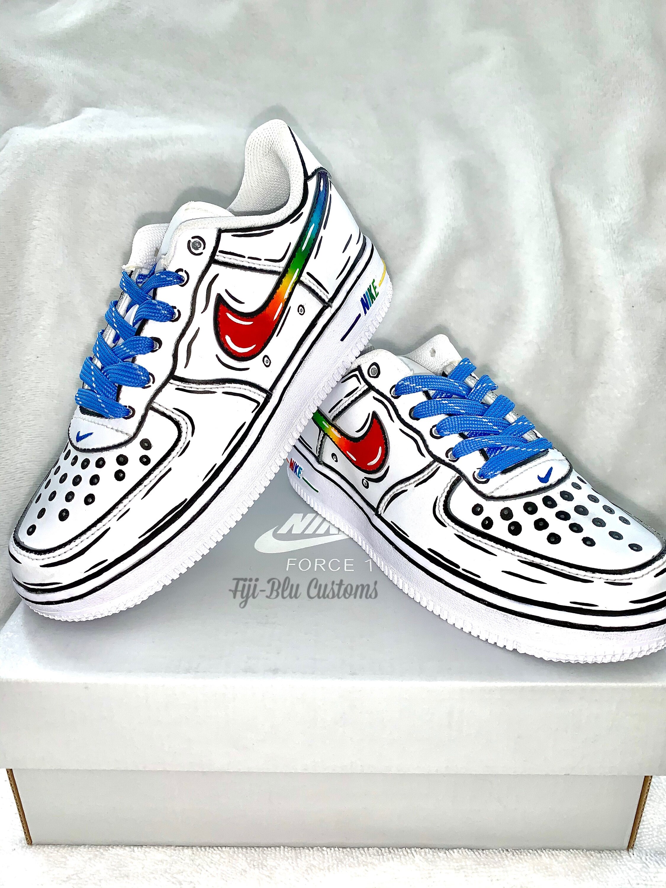 Nike Airforce 1 Rainbow Cartoon Design Custom Airforces AF1 | Etsy