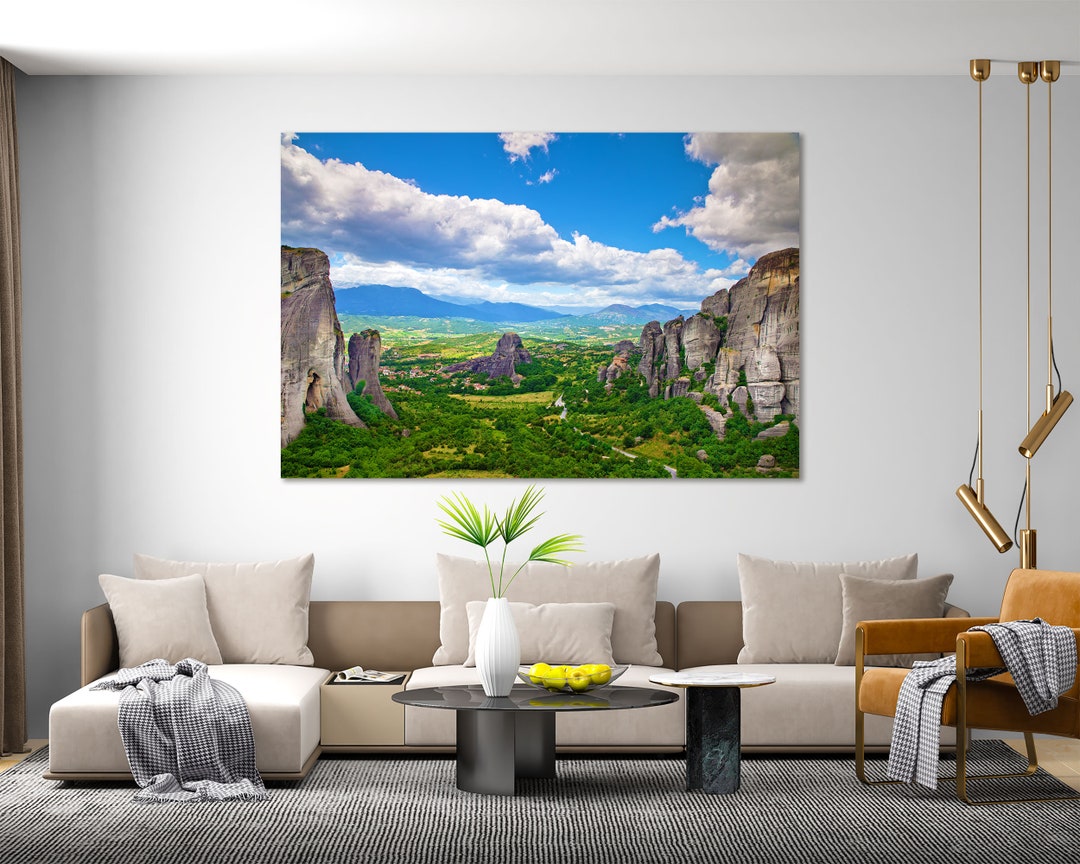 Meteora Rock Picture Print, Mountains Landscape Wall Decor, Mountains ...