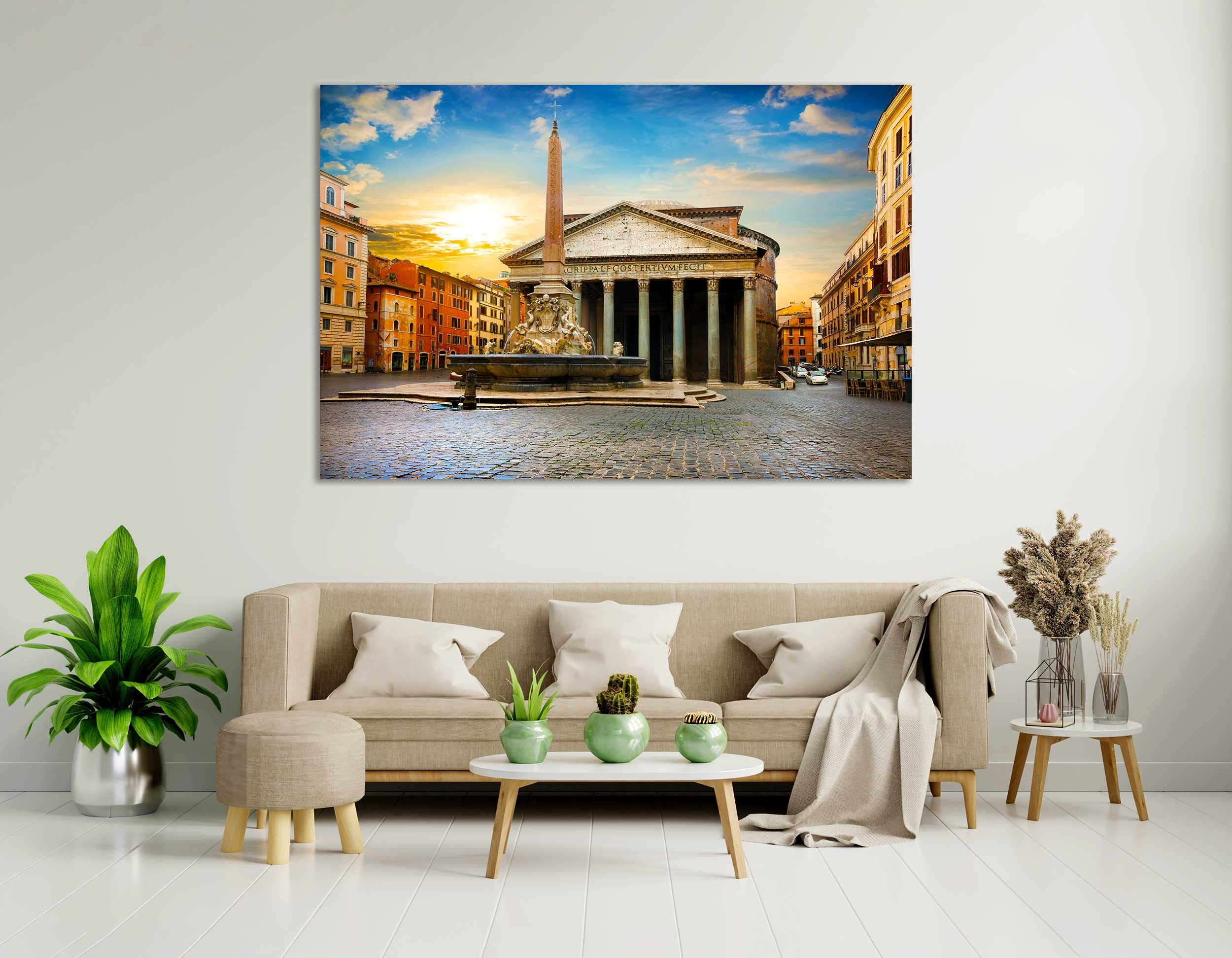 Pantheon in Rome at Sunset Photo Printing on Canvas, Architecture of ...