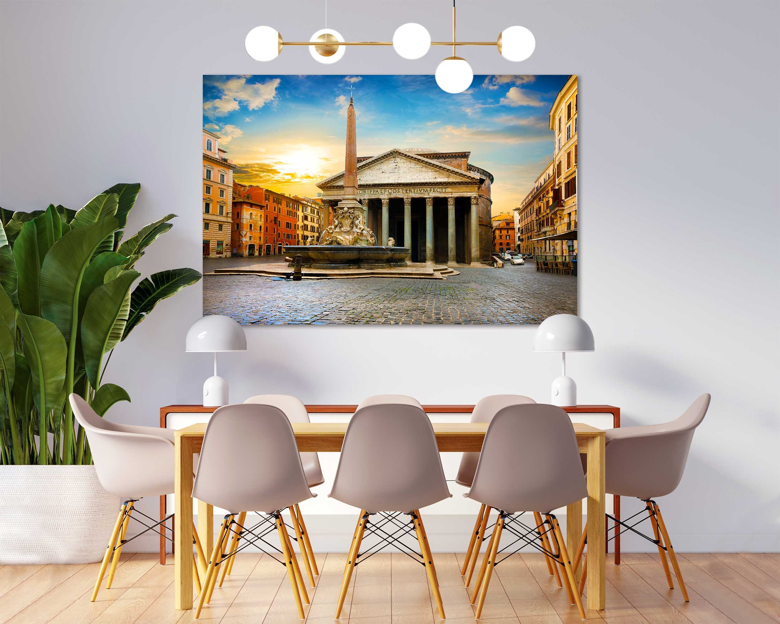 Pantheon in Rome at Sunset Photo Printing on Canvas, Architecture of ...