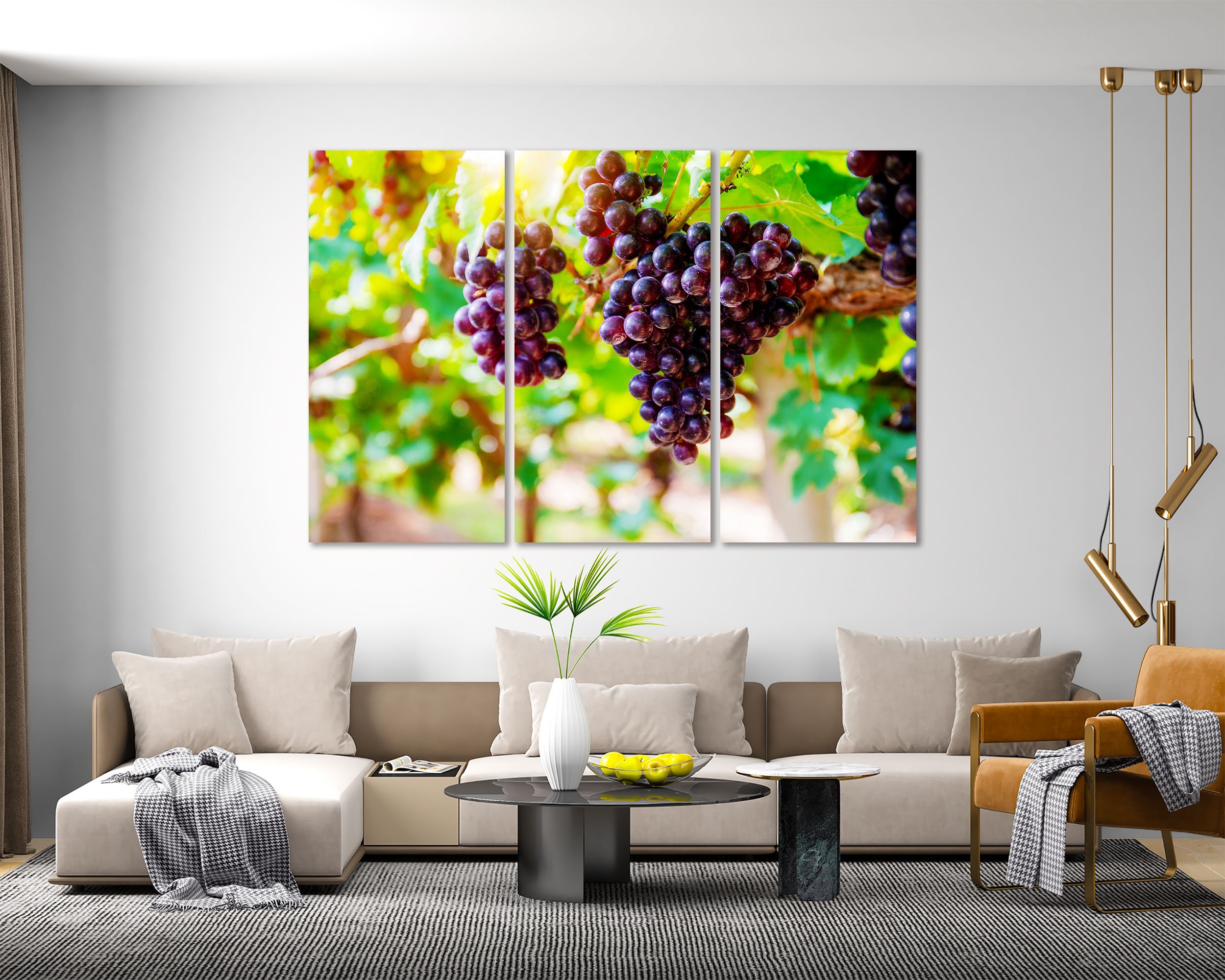 Red Grapes Original Art for Dining Room, Grapes Picture Print, Sunny ...
