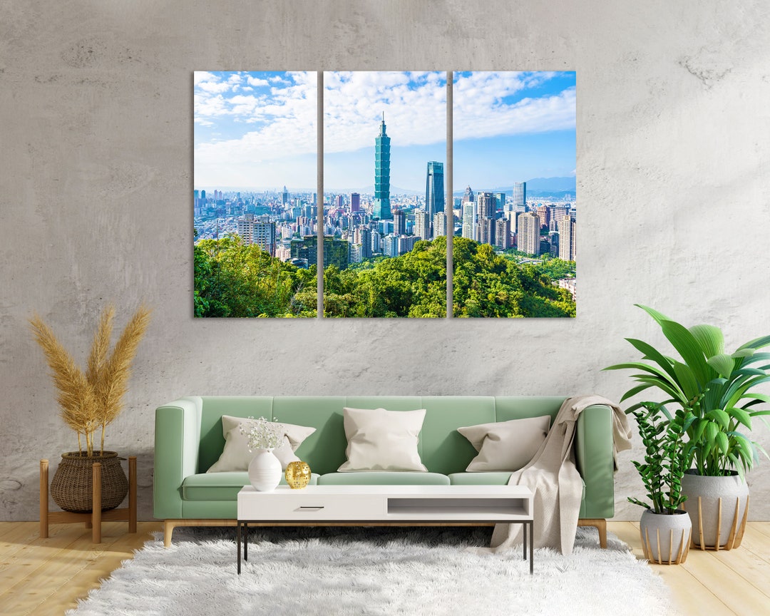 Taipei Cityscape Art for Wall, Taipei Print Canvas Sets, Taiwan Wall ...