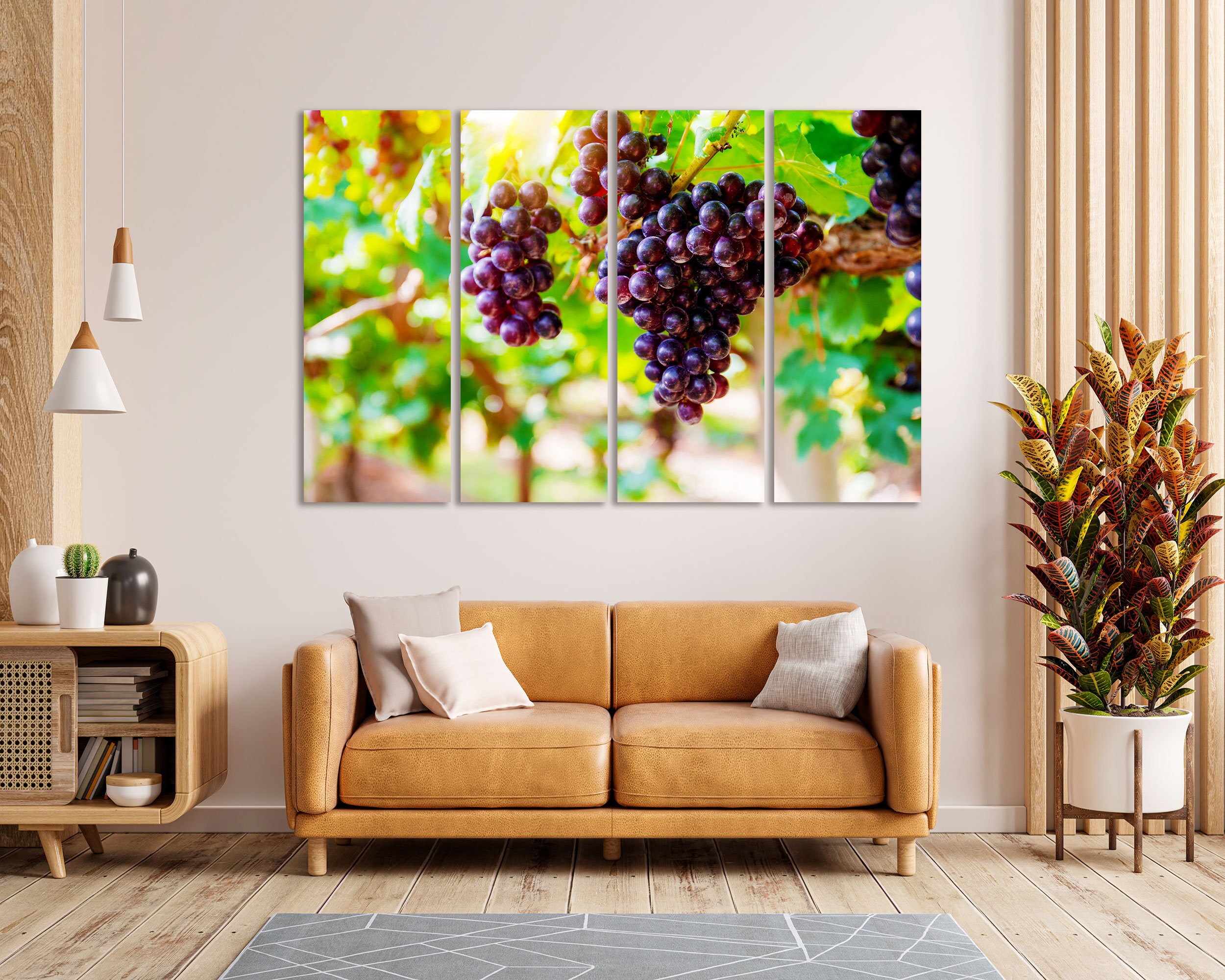 Red Grapes Original Art for Dining Room, Grapes Picture Print, Sunny ...