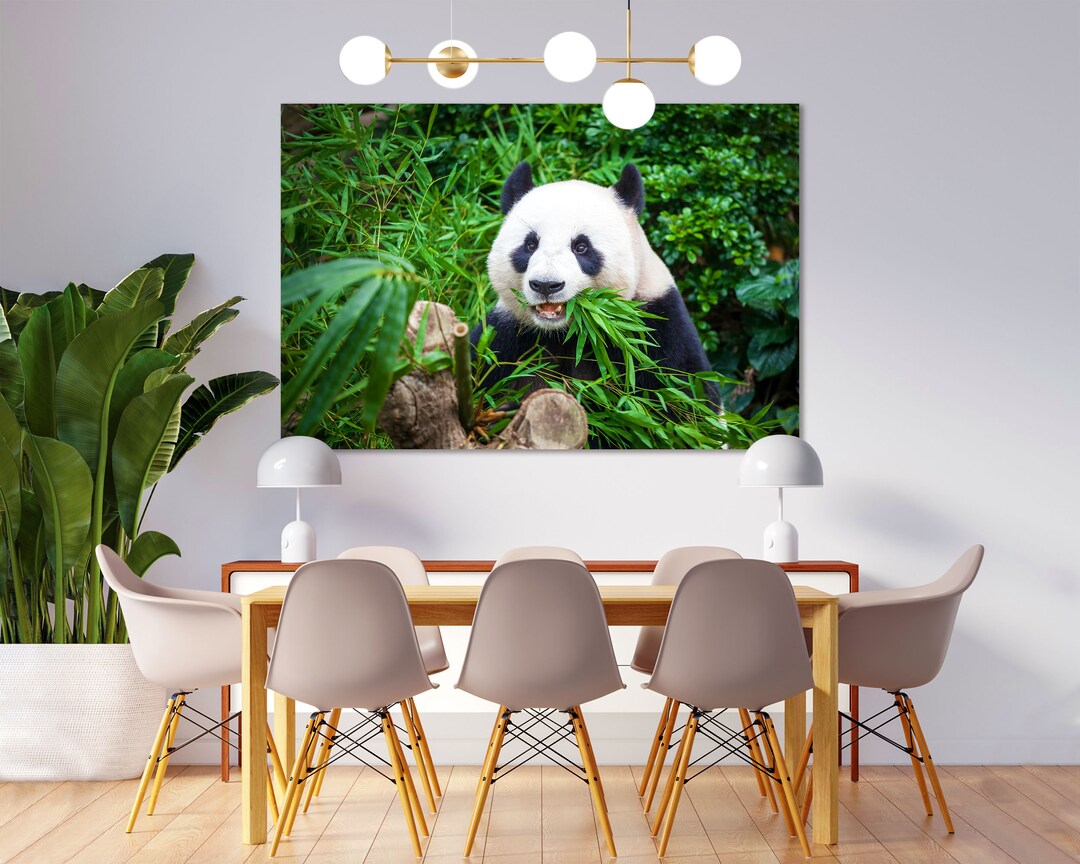 Panda in Green Jungle Forest Large Art for Wall, Panda Print on Canvas ...