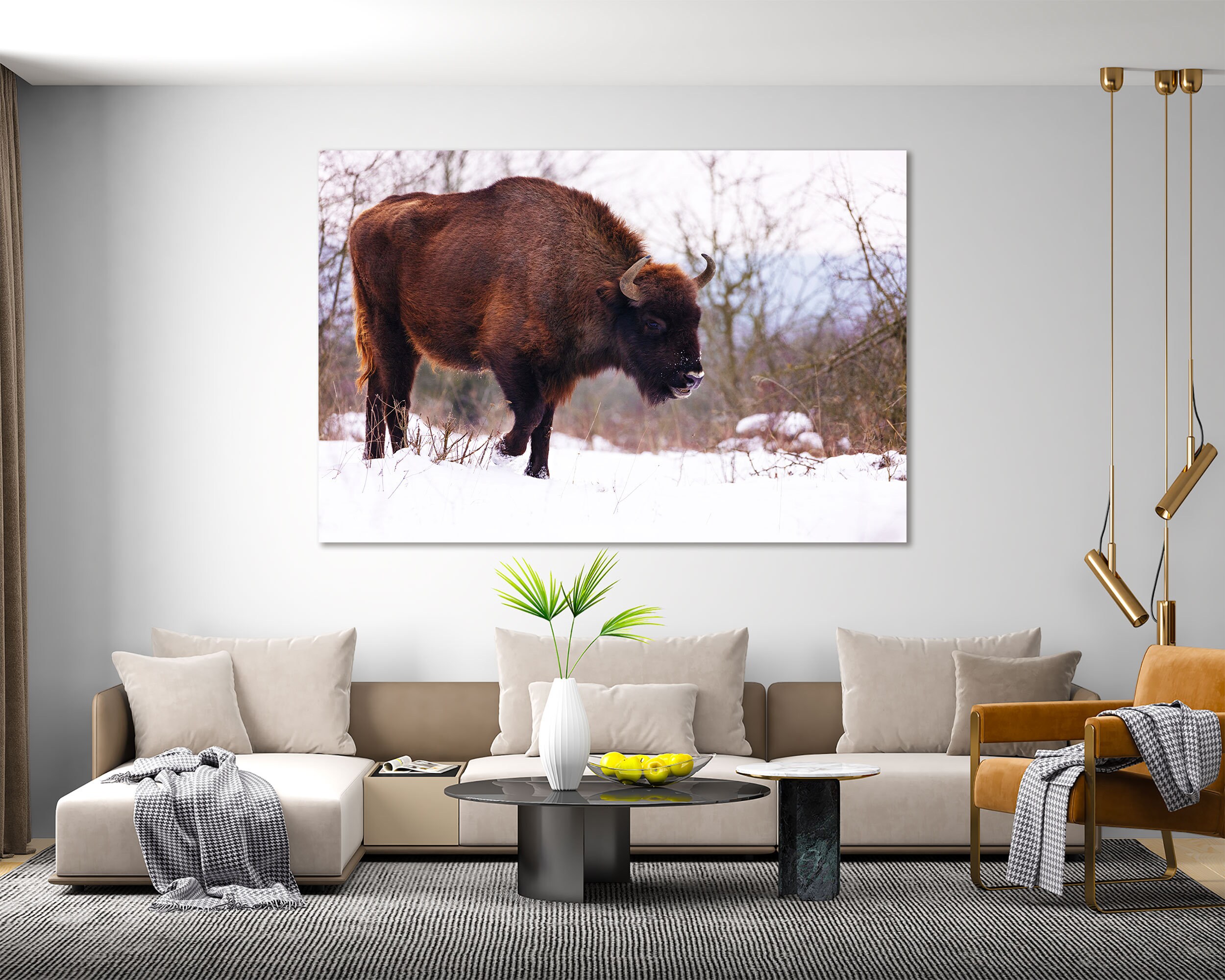 Bison Wall Art, Bison Print Canvas, Bison Large Wall, Bull Decor for ...