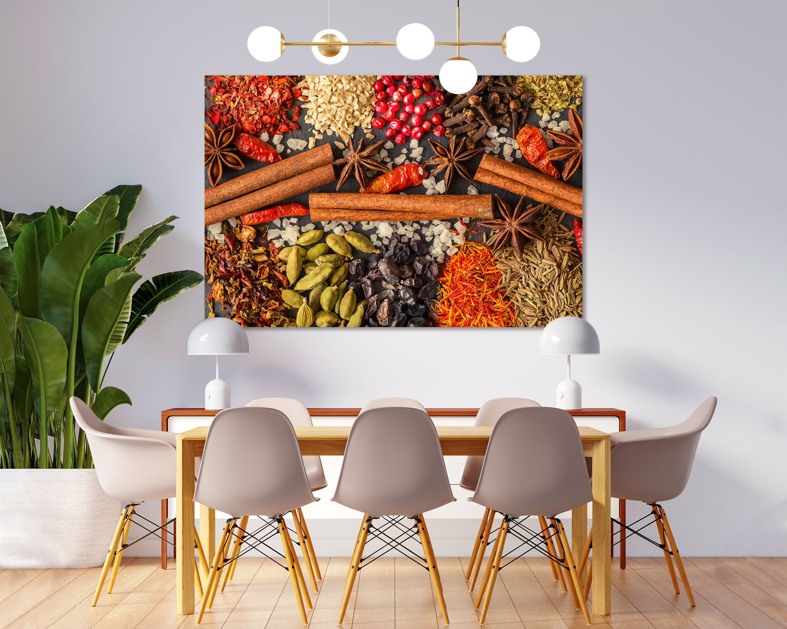 Indian Spices Modern Art for Kitchen, Colorful Kitchen Decor, Spices ...