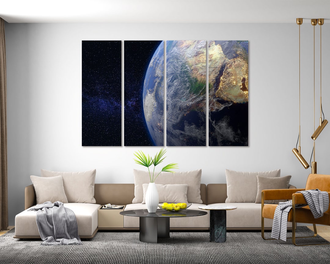 Earth Planet Art for Wall Decor, Earth Planet Print Canvas, Planet of ...