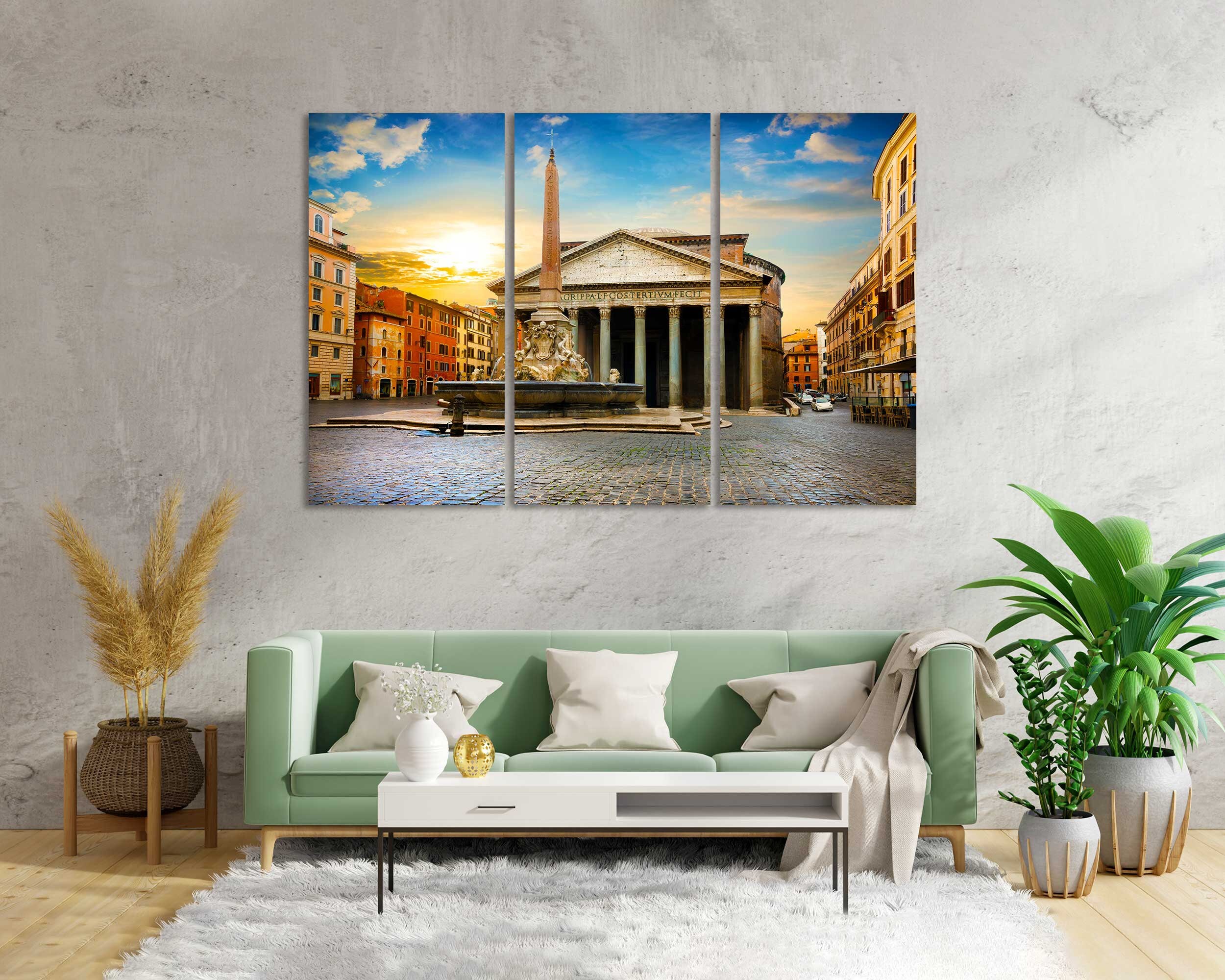 Pantheon in Rome at Sunset Photo Printing on Canvas, Architecture of ...