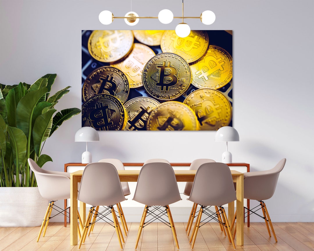 Bitcoins Art for Decor, Gold Coins Picture Decor, Cryptocurrency Wall ...