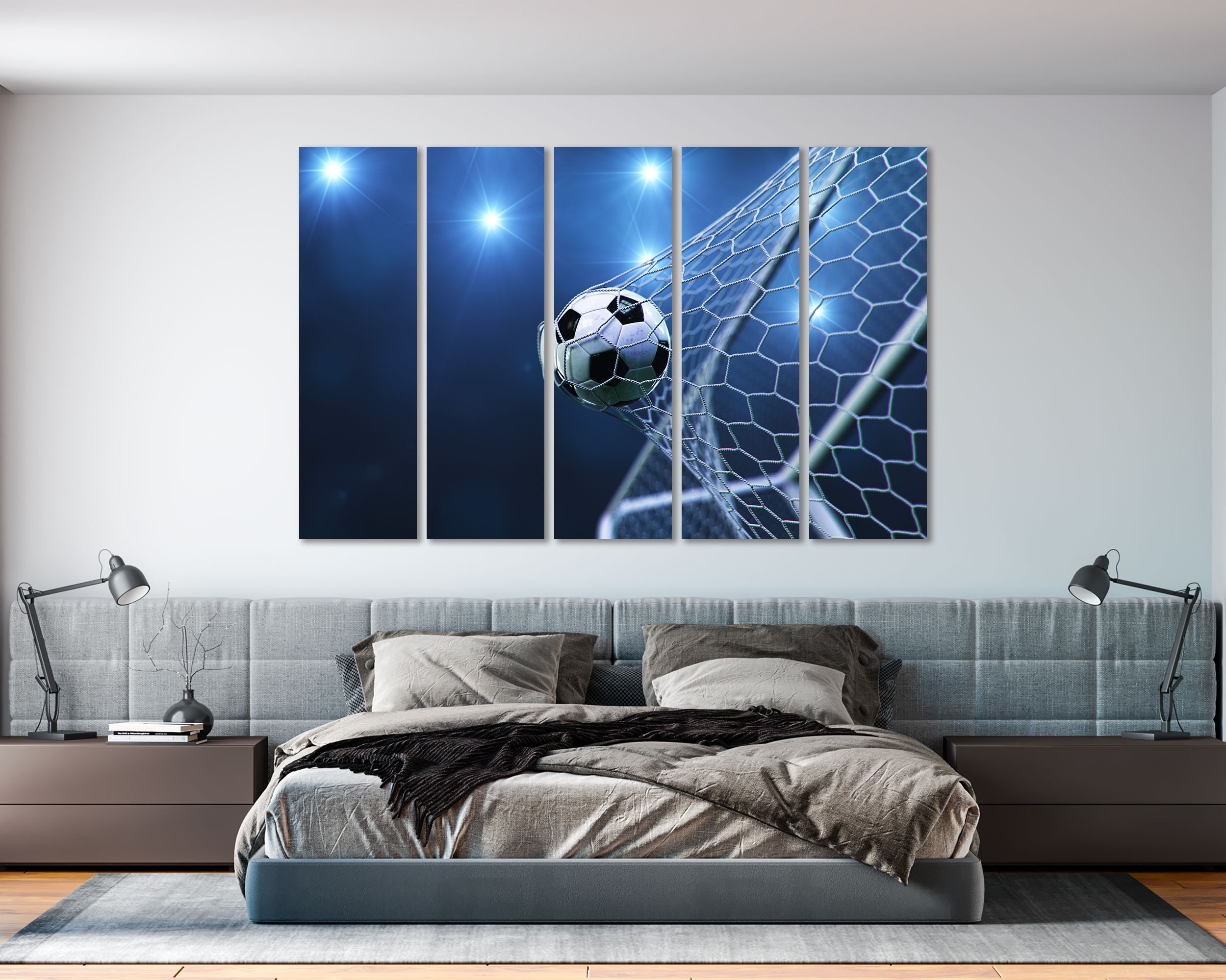 Soccer Ball in the Goal Net Art Wall Football Ball Print - Etsy