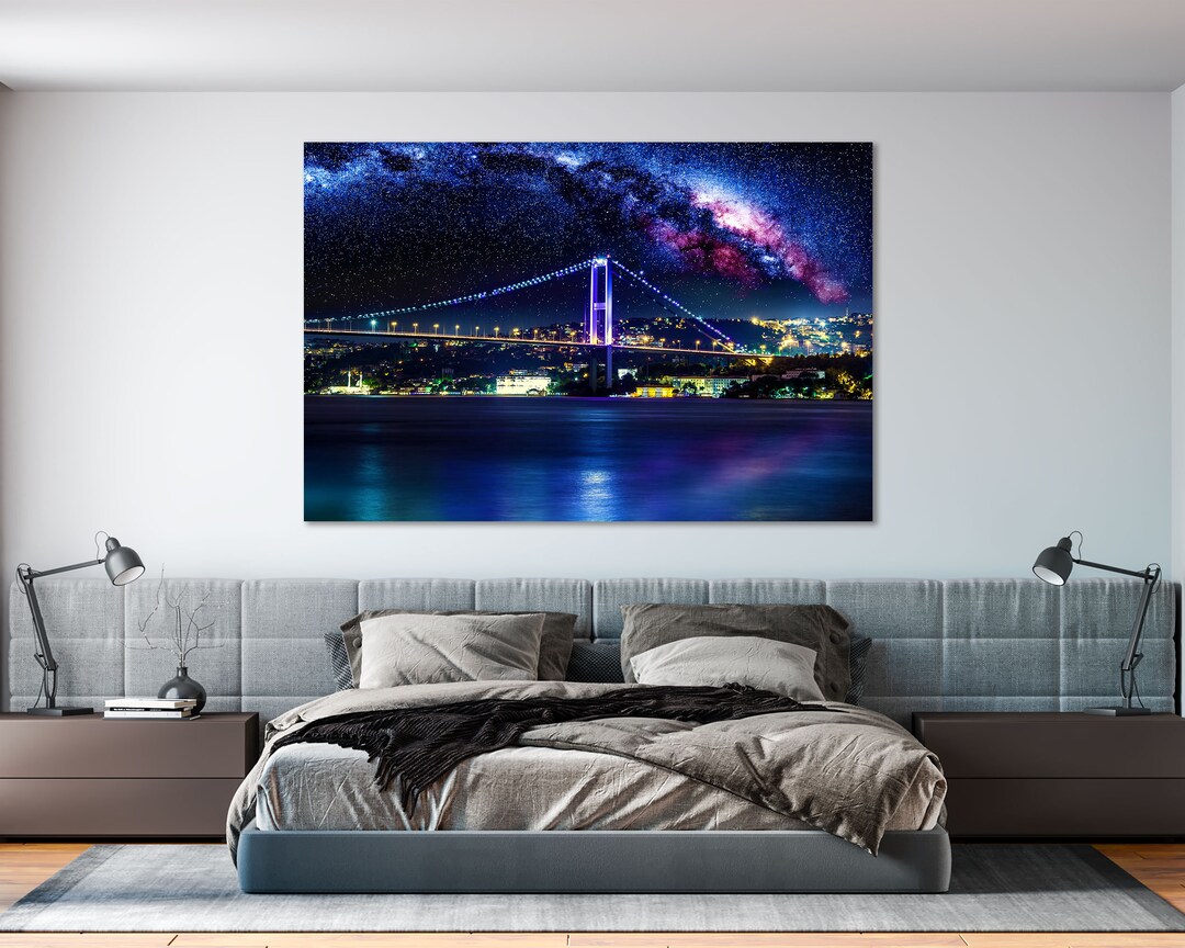 Bosphorus Bridge at Night Istanbul Print Art on Canvas, Istanbul Night ...