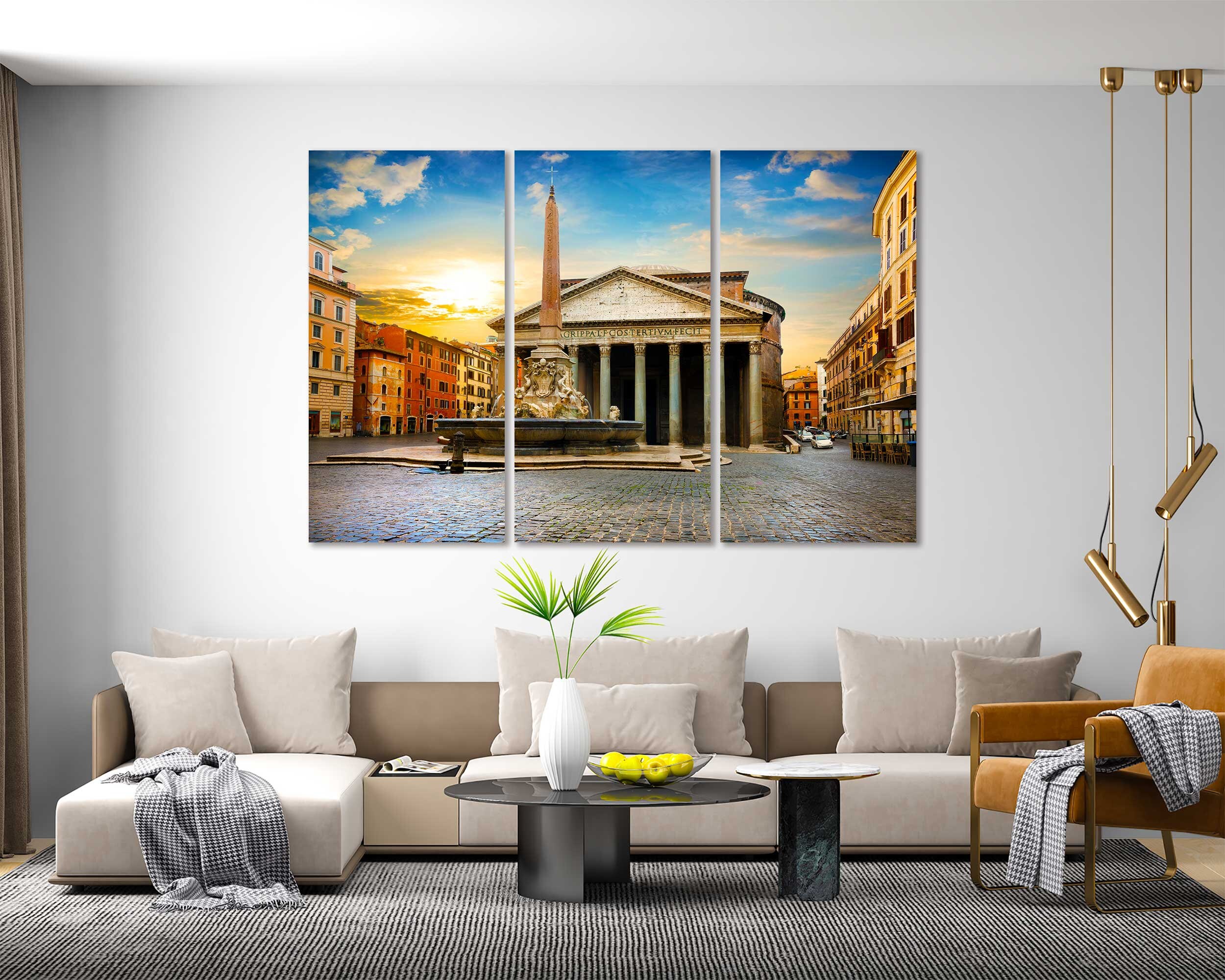 Pantheon in Rome at Sunset Photo Printing on Canvas, Architecture of ...