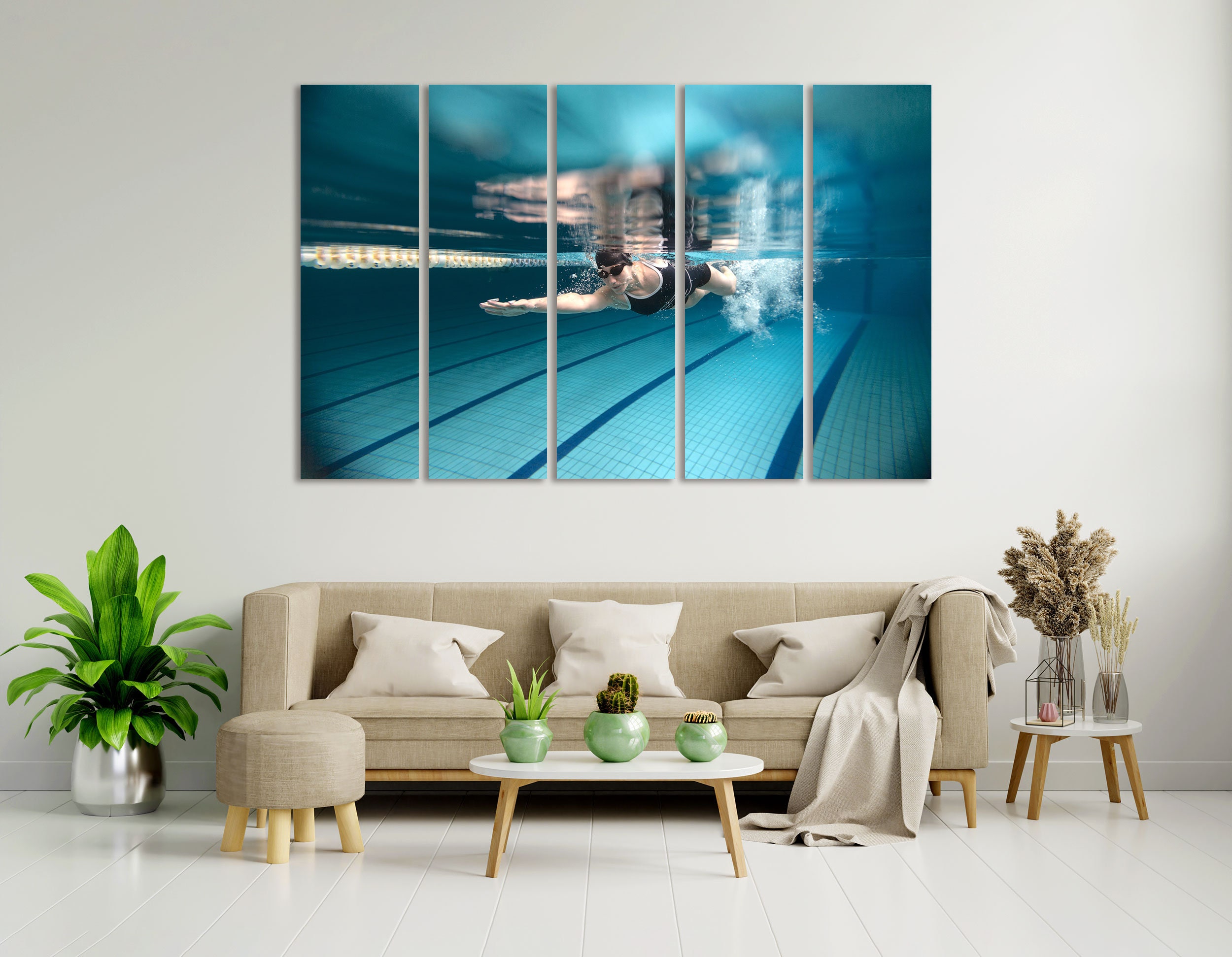 Swimming Wall Decor, Swimmer in Pool Print Canvas, Water Sport Art Wall ...