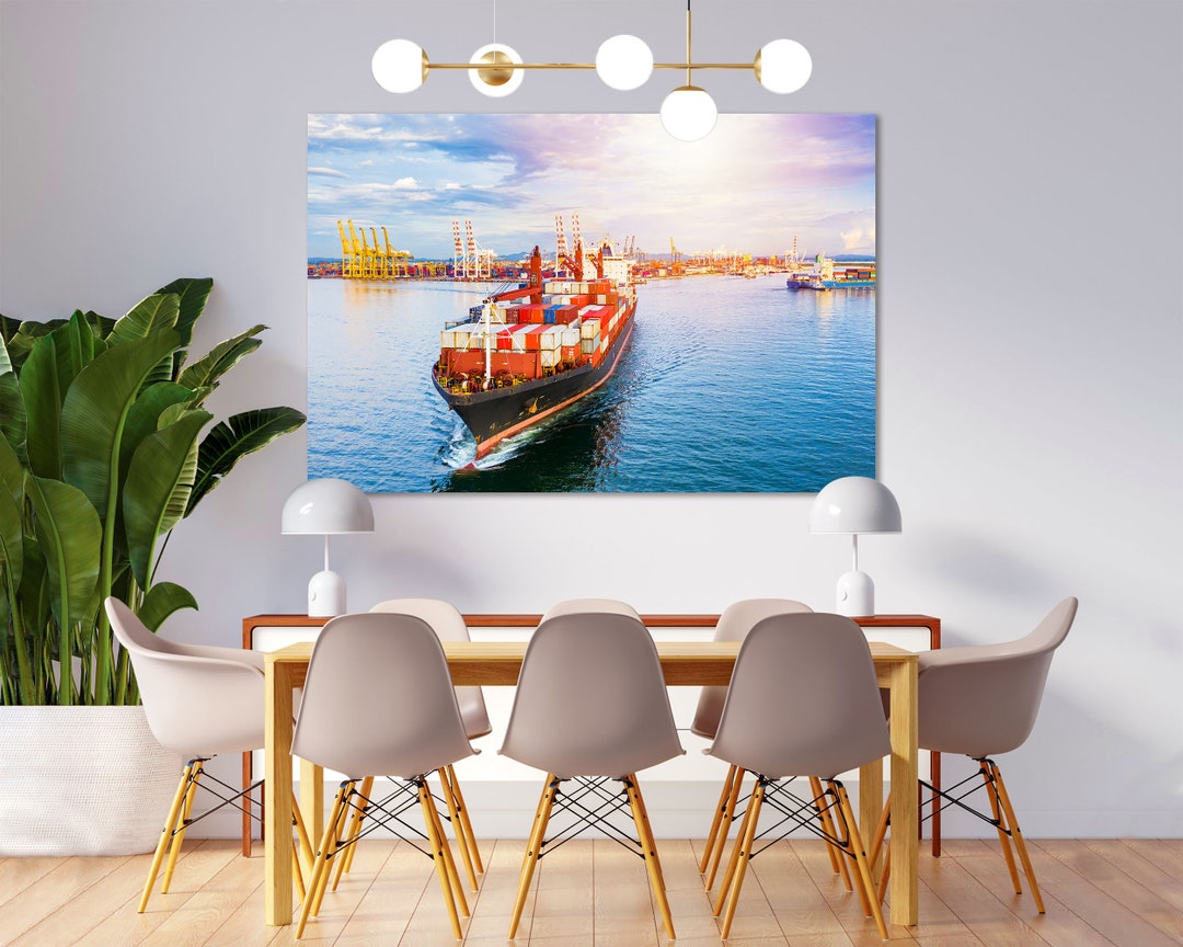 Cargo Ship Print Canvas, Logistic Art for Decor Wall, Cargo Ship Wall ...