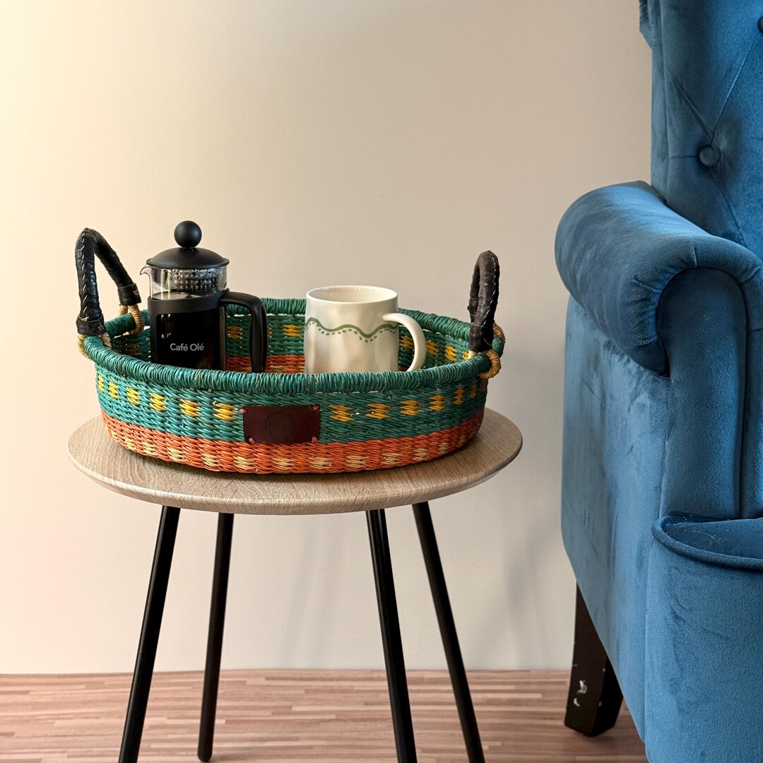 Small Bolga Tray Basket | Handwoven Decorative Tray | Eco-friendly ...
