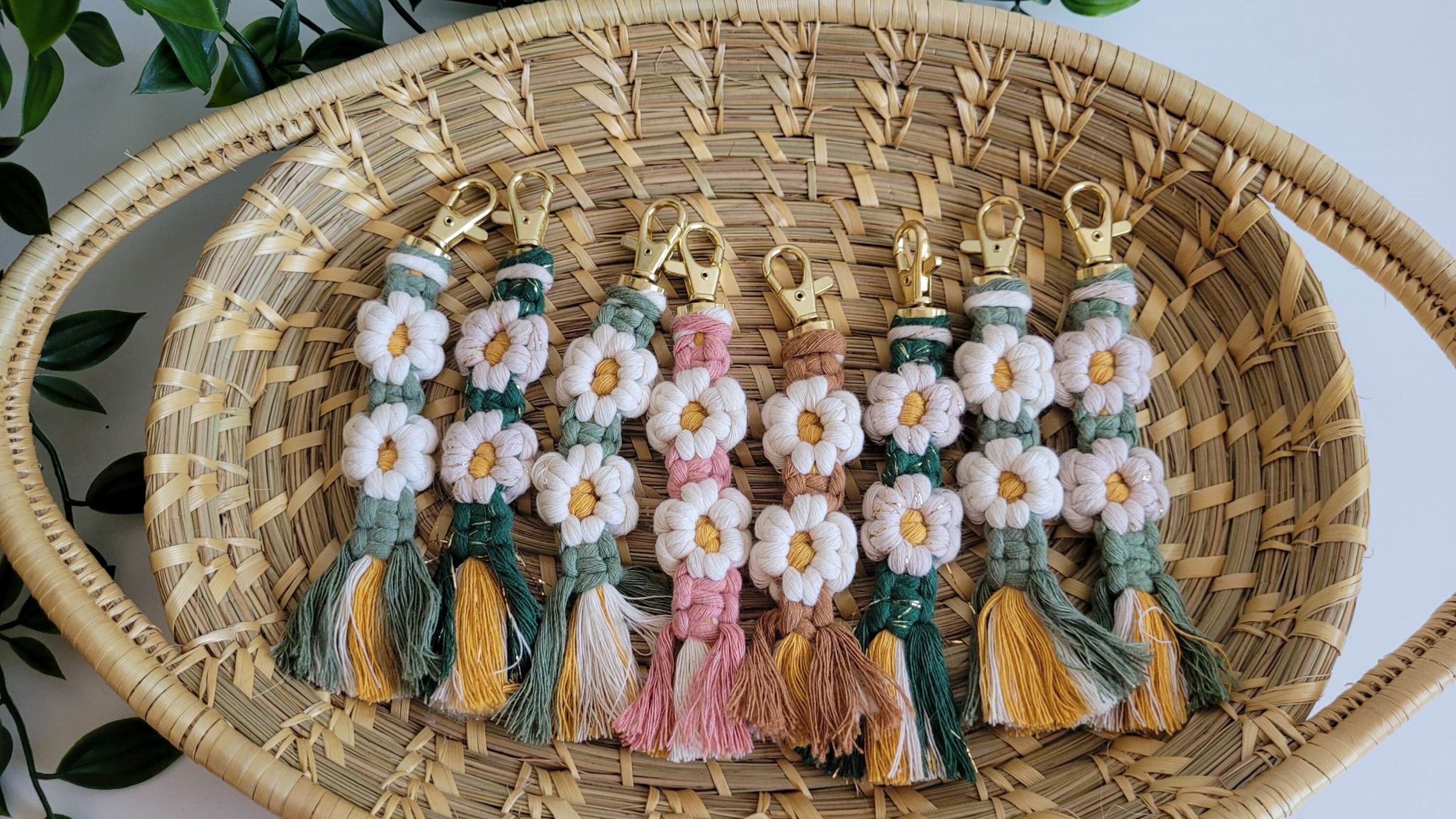 Macrame Keyring Flower Keyring Customisable Keyrings Spring - Etsy UK