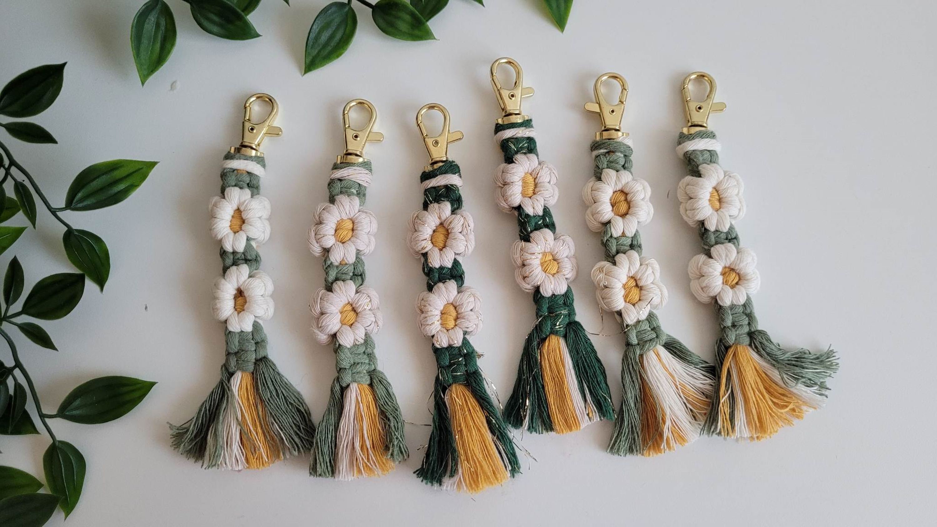 Macrame Keyring Flower Keyring Customisable Keyrings Spring - Etsy UK