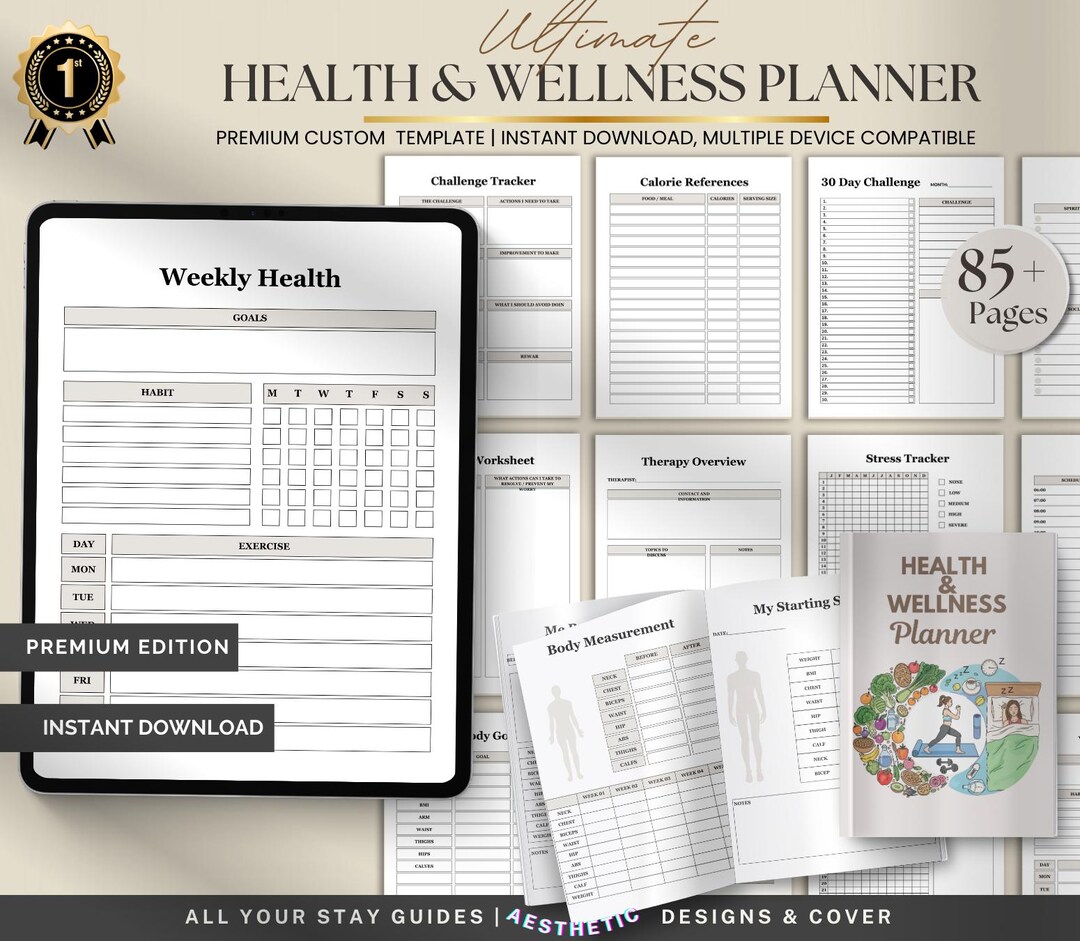 Health and Wellness Planner, Fitness, Nutrition, Self-care Tracker ...