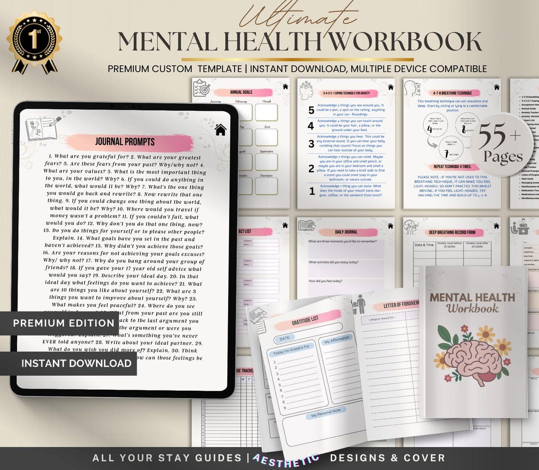 Mental Health Workbook, Therapy Journal Prompts, Self-help (digital ...