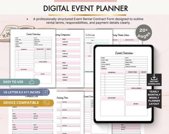 Editable Digital Event Planner Template, Canva Compatible (digital ...