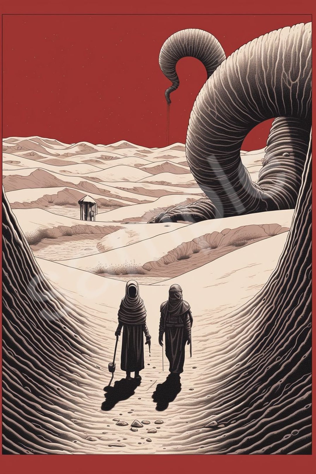 The Sandworms of Dune A Dune Inspired, Japanese Comic Book Art Digital ...