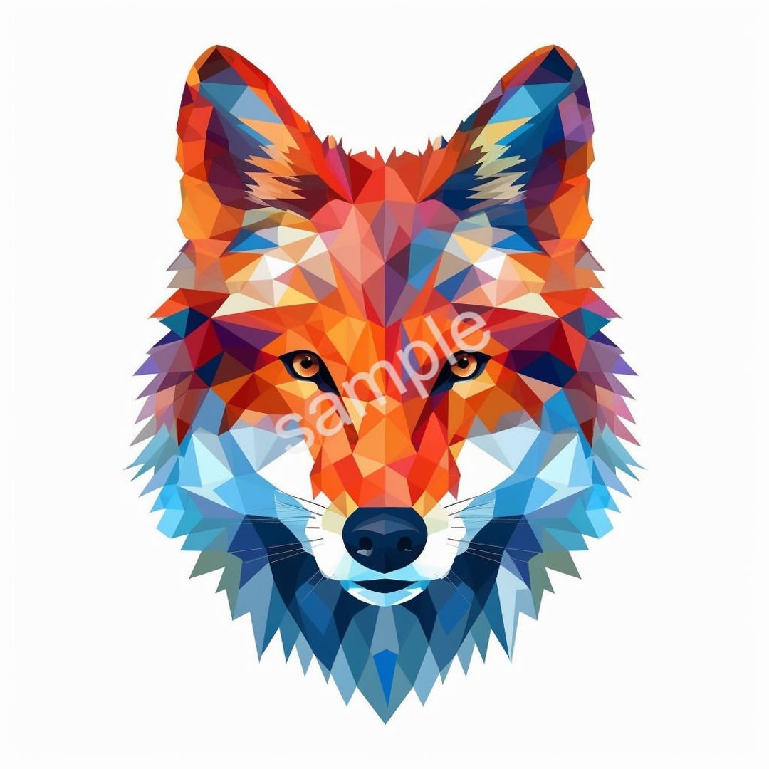 Adorable Fox Polygon Art Print 1024x1024 Digital Download - Etsy