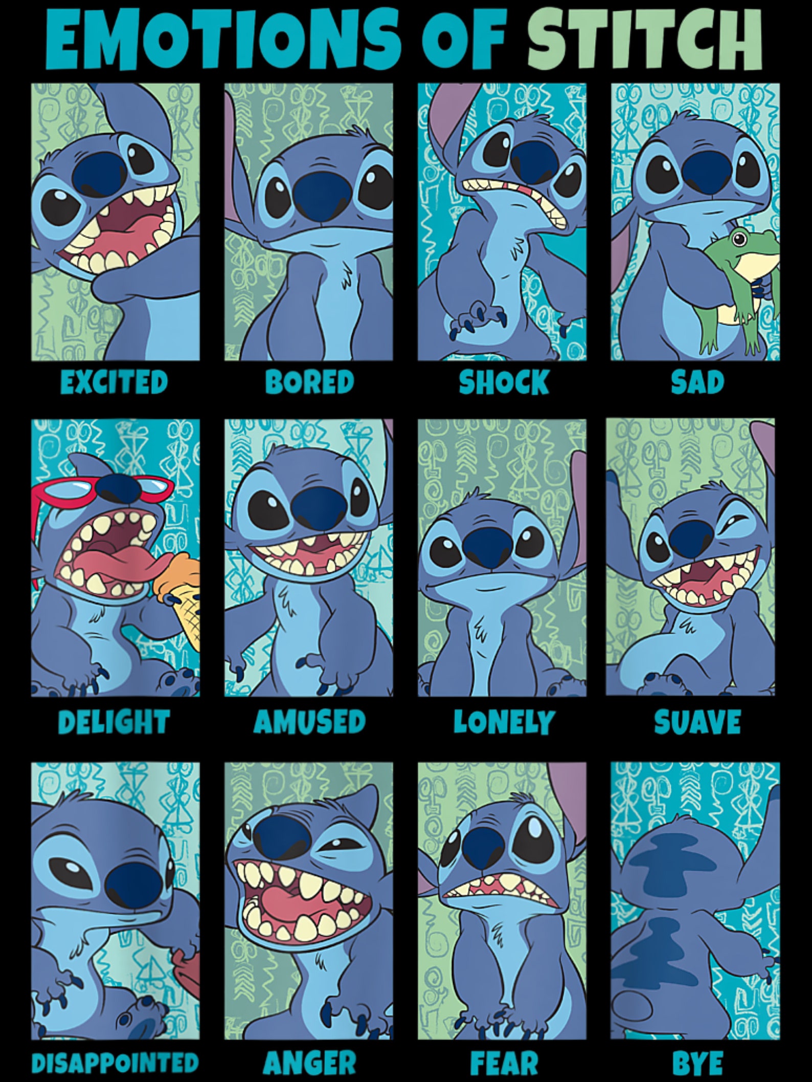 Disney Lilo Stitch Emotions of Stitch Panels Disney Lilo | Etsy