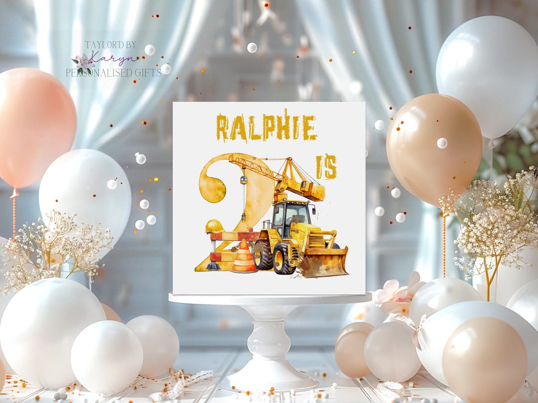 Personalised Digger Birthday Card Digger Birthday Card Personalized ...