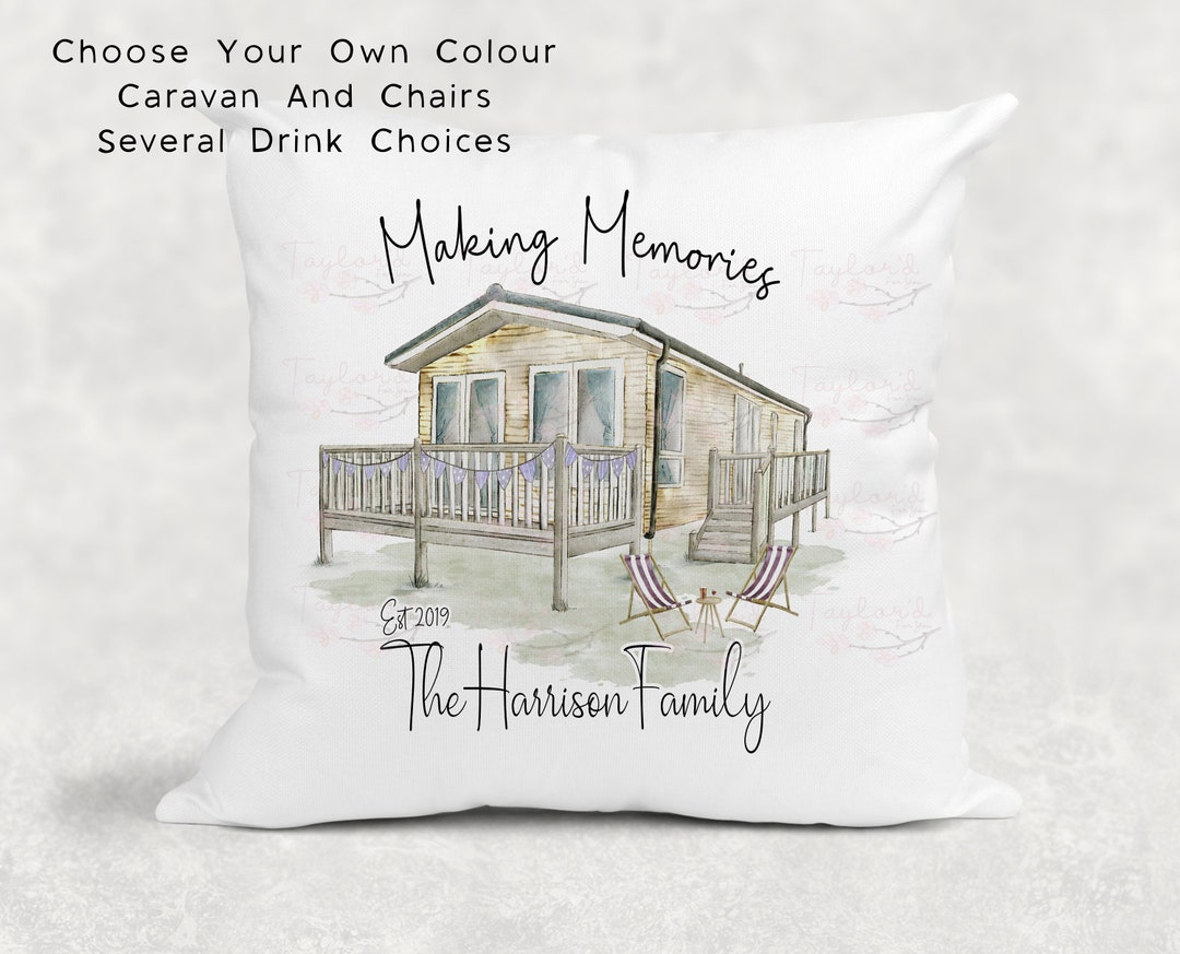 Personalised Static Caravan Cushion, Static Caravan Family Cushion ...