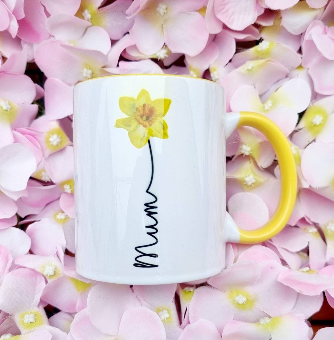 Personalised Daffodil Mug,flower Gift,daffodils - Etsy UK