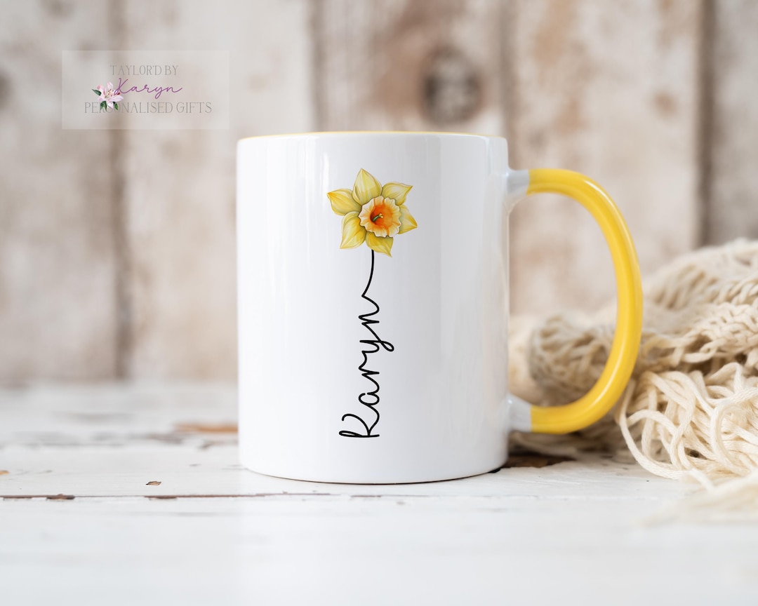 Personalised Daffodil Mug - Personalised Birth Month Flower Mug ...
