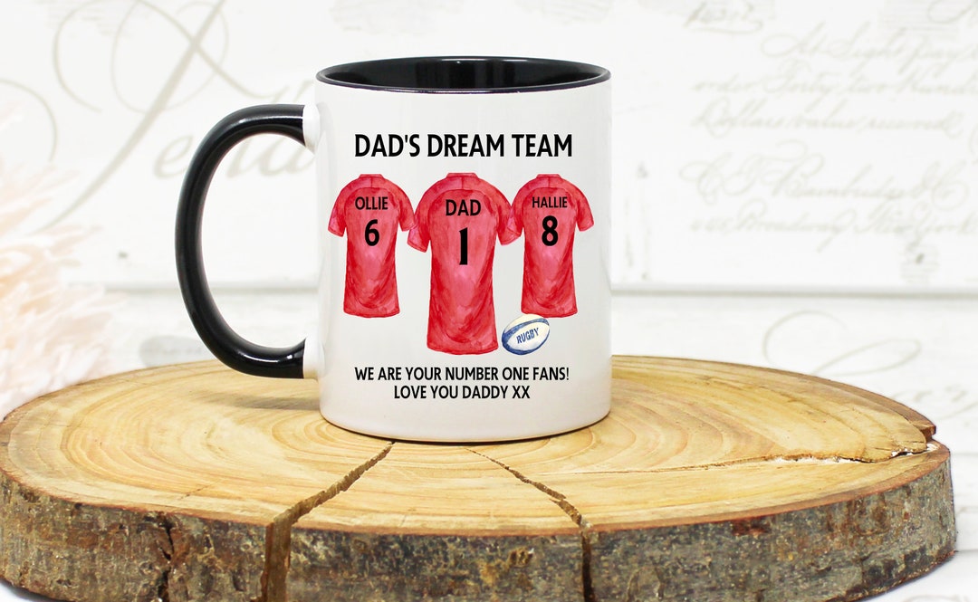 Dad's Dream Team Mug, Birthday Mug for Dad, Rugby Mug for Him, Birthday ...