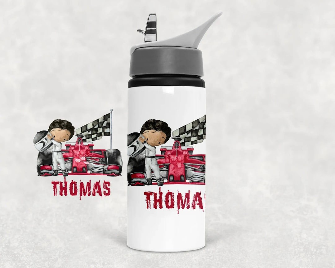 Personalised Racing Car Water Bottle, Racing Car Driver Water Bottle ...