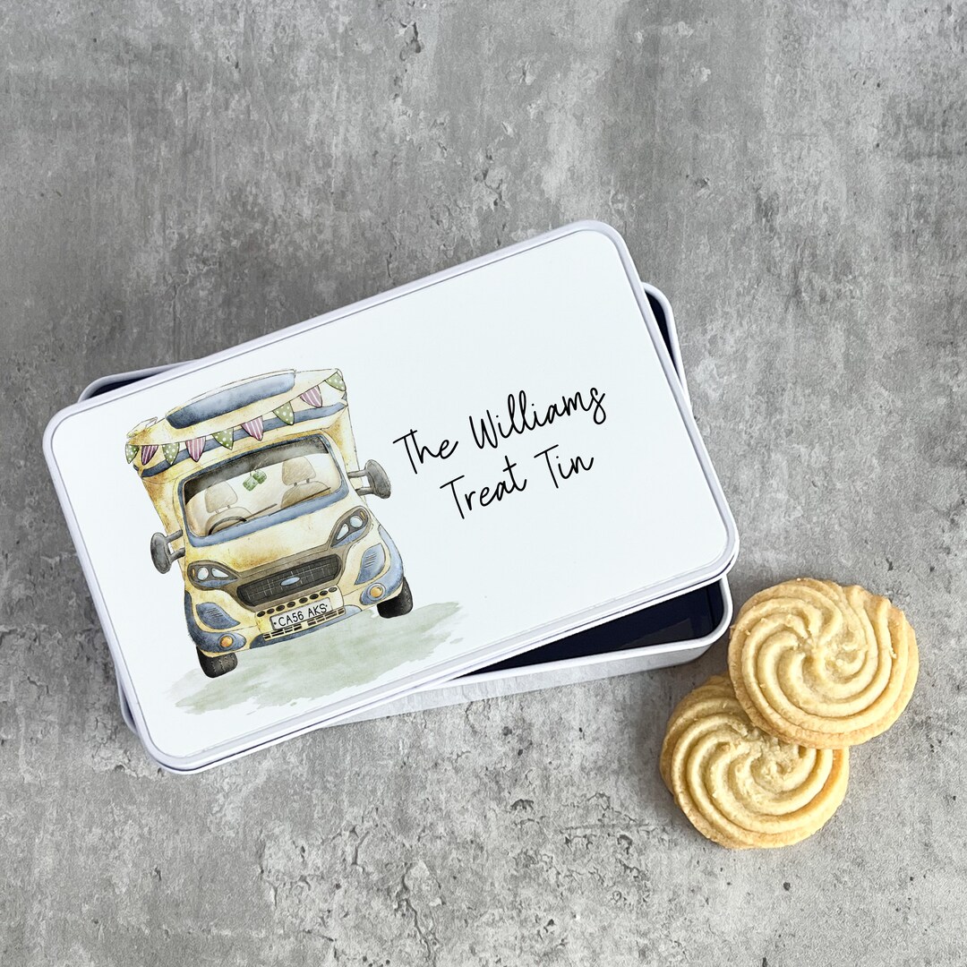 Personalised Camper Van Treat Tin, Touring Caravan Gift, Personalised ...