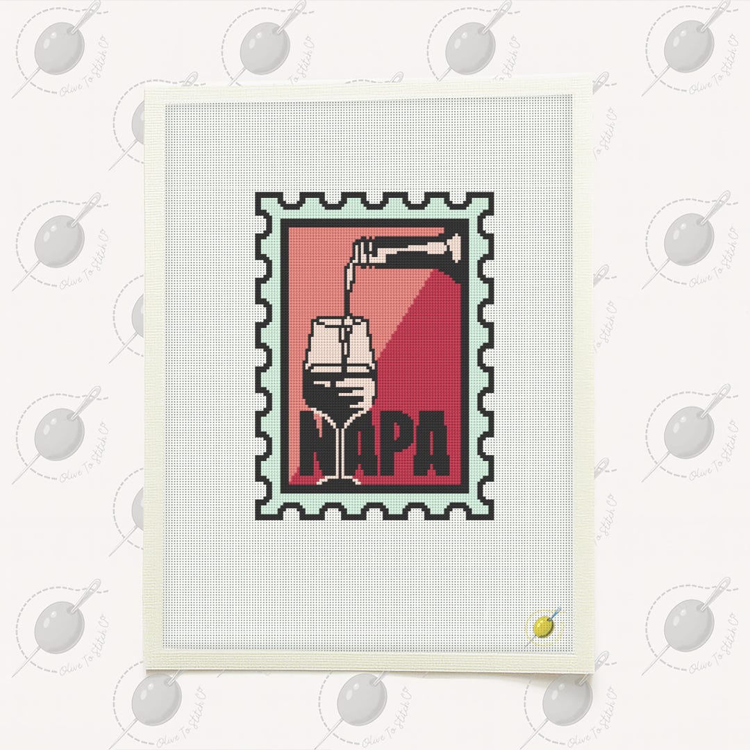Napa Postage Stamp: Needlepoint & Cross Stitch Pattern | Digital ...
