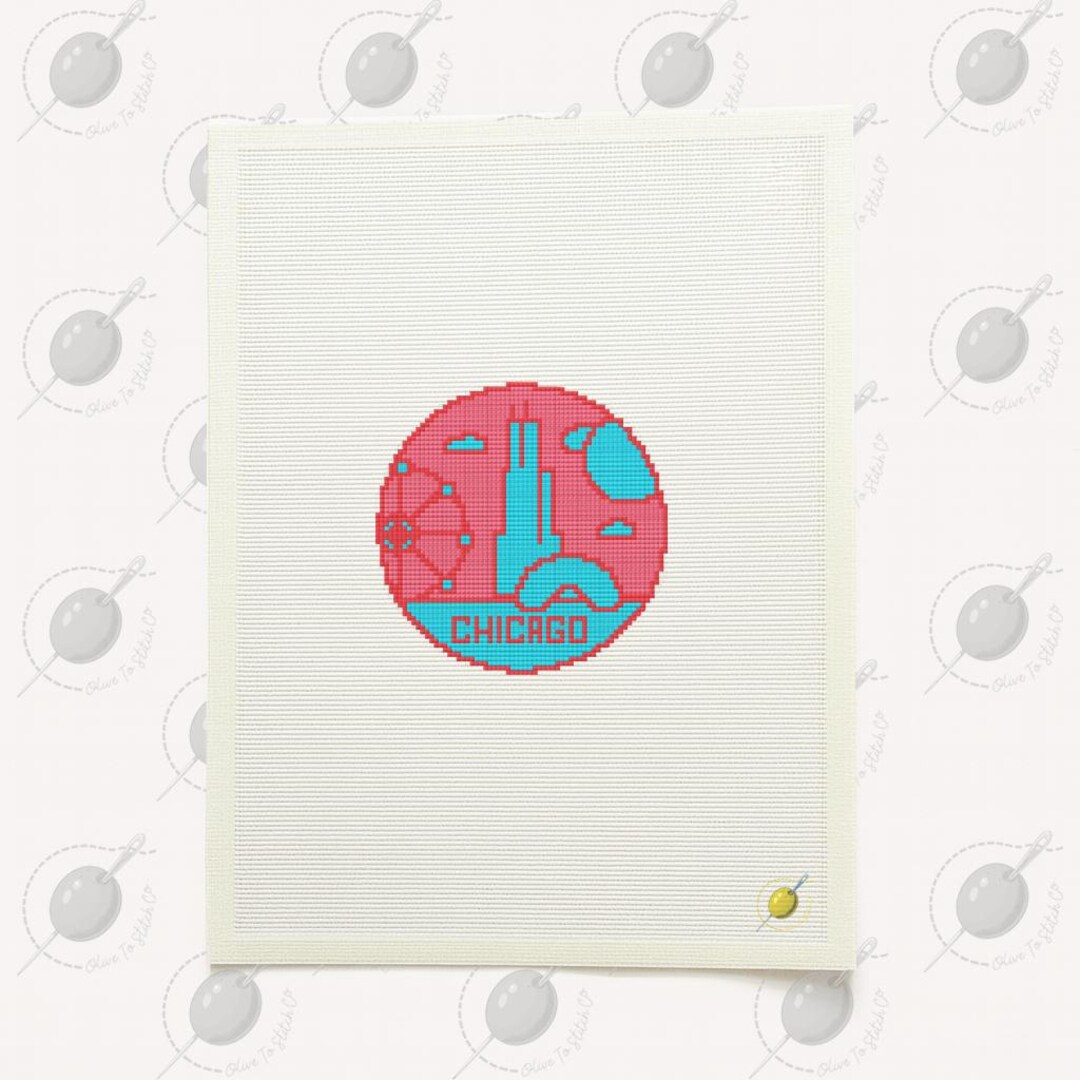 Color Pop Chicago: Vibrant Needlepoint & Cross Stitch Skyline Pattern ...