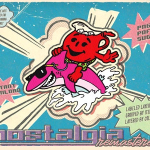 Retro 1980s Kool-aid Sharkleberry Fin Shark Graphic Illustration Clip ...