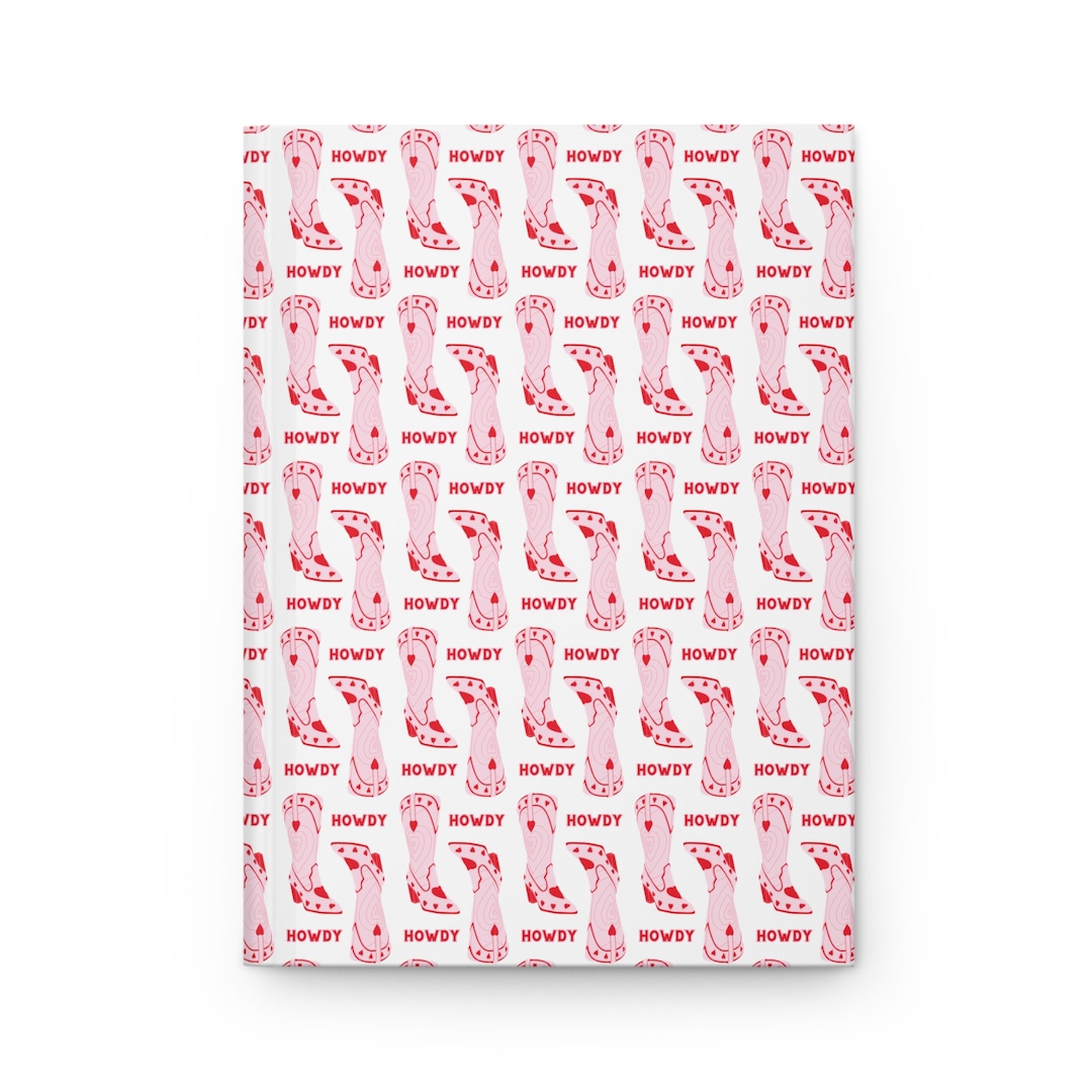 Howdy Cowgirl Boot Hardcover Journal | Pink and Red Western Notebook ...