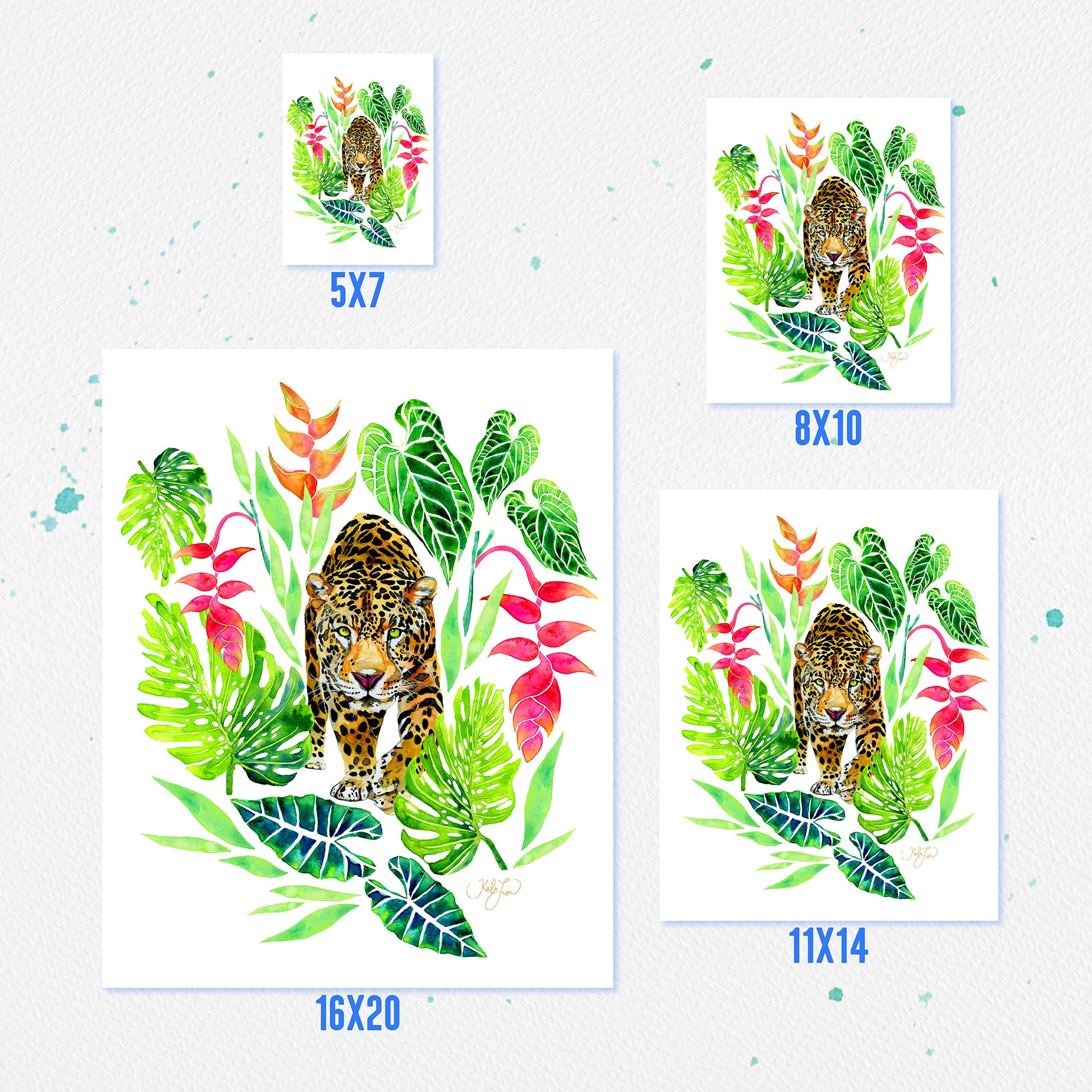 Jaguar Watercolor Art Print, Jaguar Illustration, Jungle Art Decor ...